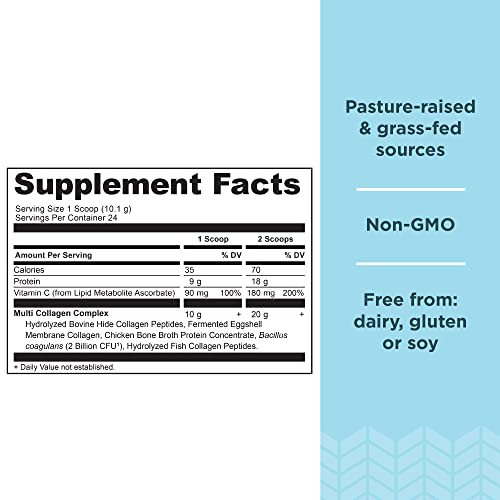 Ancient Nutrition Collagen Powder Protein with Vitamin C and Probiotics, Multi Collagen Protein, Unflavored, 24 Servings, Hydrolyzed Collagen Peptides Supports Skin and Nails, Gut Health, 8.6oz