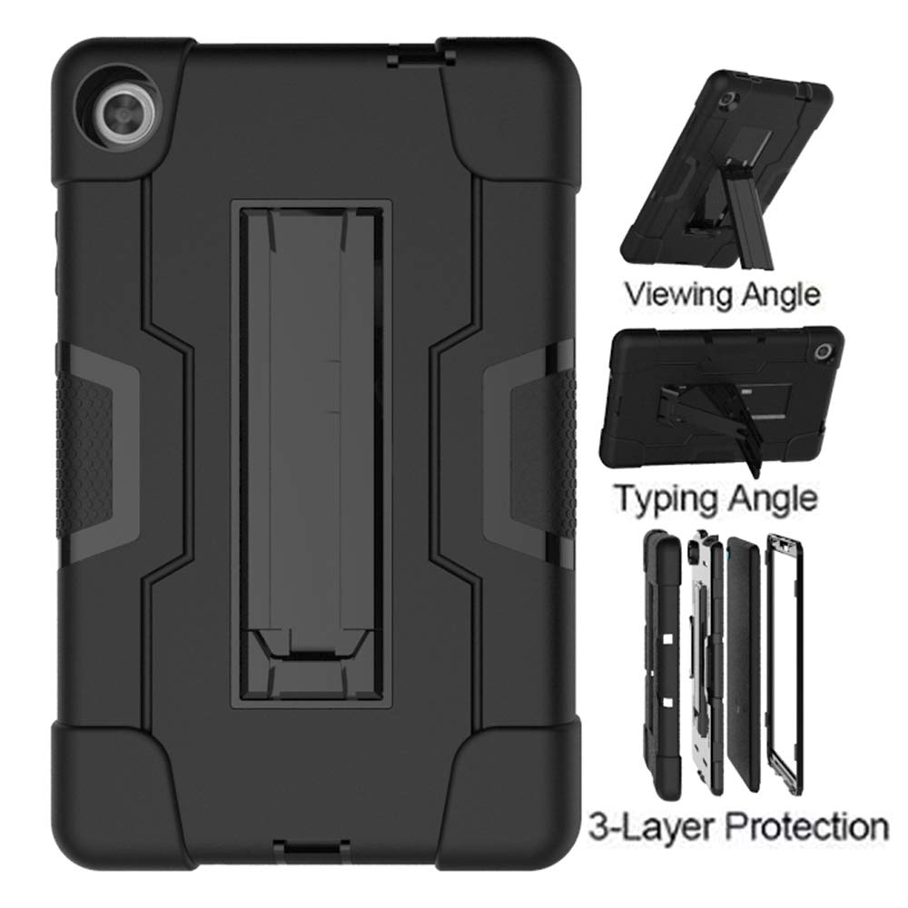 for Lenovo Tab M8 8 Inch Gen 3 2022 Case,Heavy Duty Hybrid Shockproof Full-Body Defender Rugged Protective Case with Stand for Lenovo Tab M8/M8 Smart/M8 HD LTE 8 Inch Tablet(Black/Black)