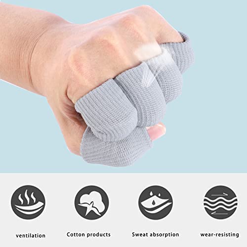 20 PCS Finger Sleeves Protectors, Sport Finger Sleeves Thumb Brace Support Finger Brace Elastic Thumb Sleeves for Relieving Pain Arthritis Trigger Finger (Black Grey)
