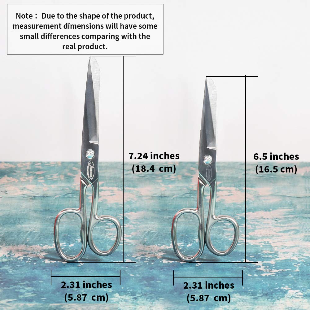 Newness Fabric Scissors, Heavy Duty All Metal Stainless Steel Craft Scissors, Multi-Purpose Professional Sharp Shears for Tailor Dressmaker Craft Cutting Cloth Leather Canvas Denim Paper, 6.5 Inch