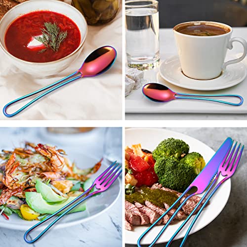 Silverware Flatware Set Hollow Out Rose Gold Handles 40-Piece Stainless Steel Cutlery Set Tableware Utensils for 8,Dishwasher Safe,Home,Wedding Gift,Dinner Party, Everyday Use
