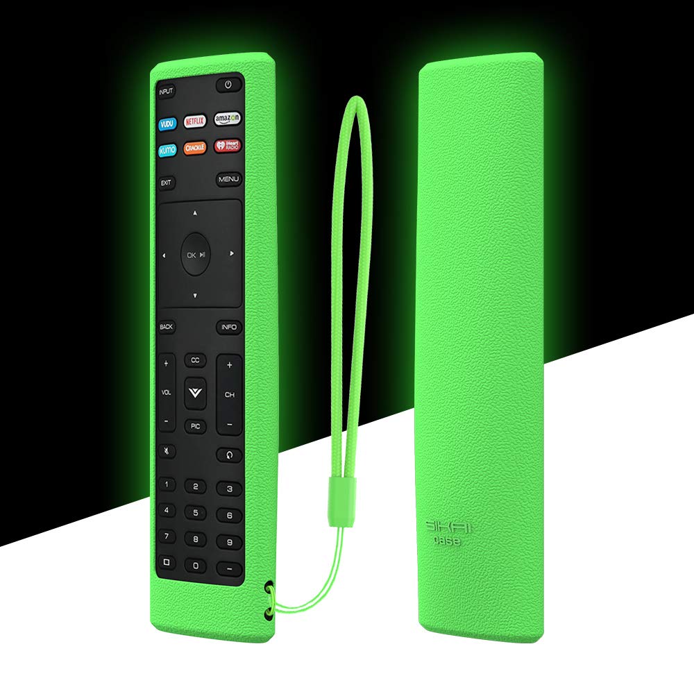 SIKAI Remote Case Compatible with Vizio XRT136 Smart TV Remote Skin-Friendly Shockproof Silicone Cover for Vizio XRT136 Remote Washable Anti-Lost with Remote Loop (Glow in Dark Green)