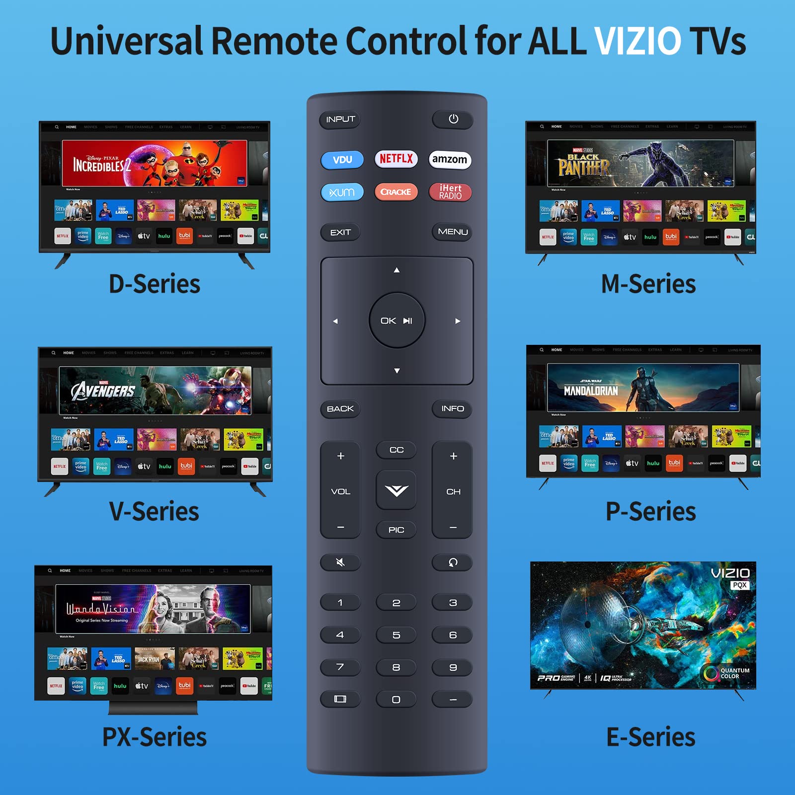 Universal Remote Controller for Vizio Smart TV,XRT136 Replacement Compaitble for All Vizio UHD LED LCD HD 4K HDR and More TVs(D-Series E-Series P-Series V-Series)