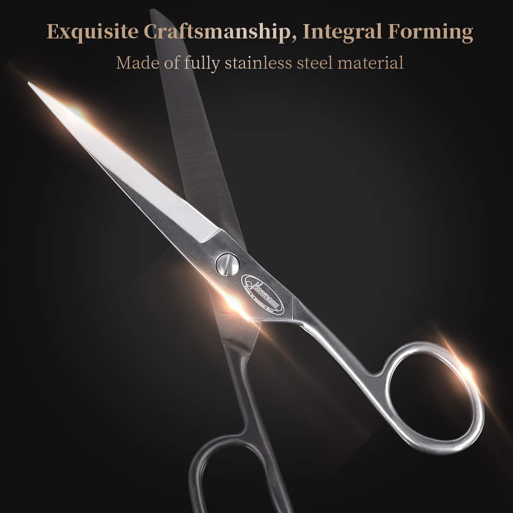 Newness Fabric Scissors, Heavy Duty All Metal Stainless Steel Craft Scissors, Multi-Purpose Professional Sharp Shears for Tailor Dressmaker Craft Cutting Cloth Leather Canvas Denim Paper, 6.5 Inch