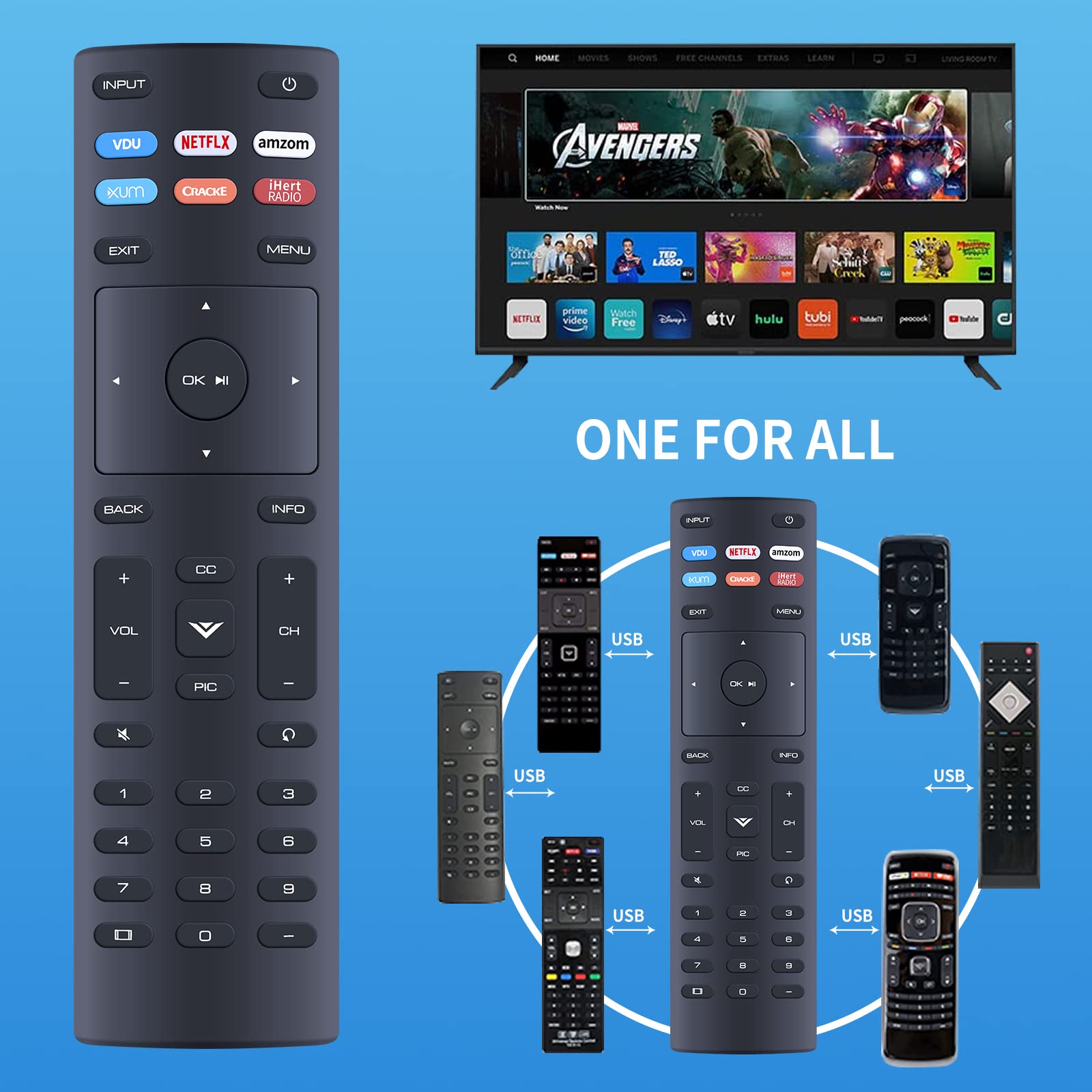 Universal Remote Controller for Vizio Smart TV,XRT136 Replacement Compaitble for All Vizio UHD LED LCD HD 4K HDR and More TVs(D-Series E-Series P-Series V-Series)