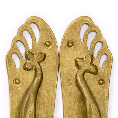 Hardware Philosophy Sandal Brass Cabinet Backplate Strip Pulls Hardware Set 8.7"