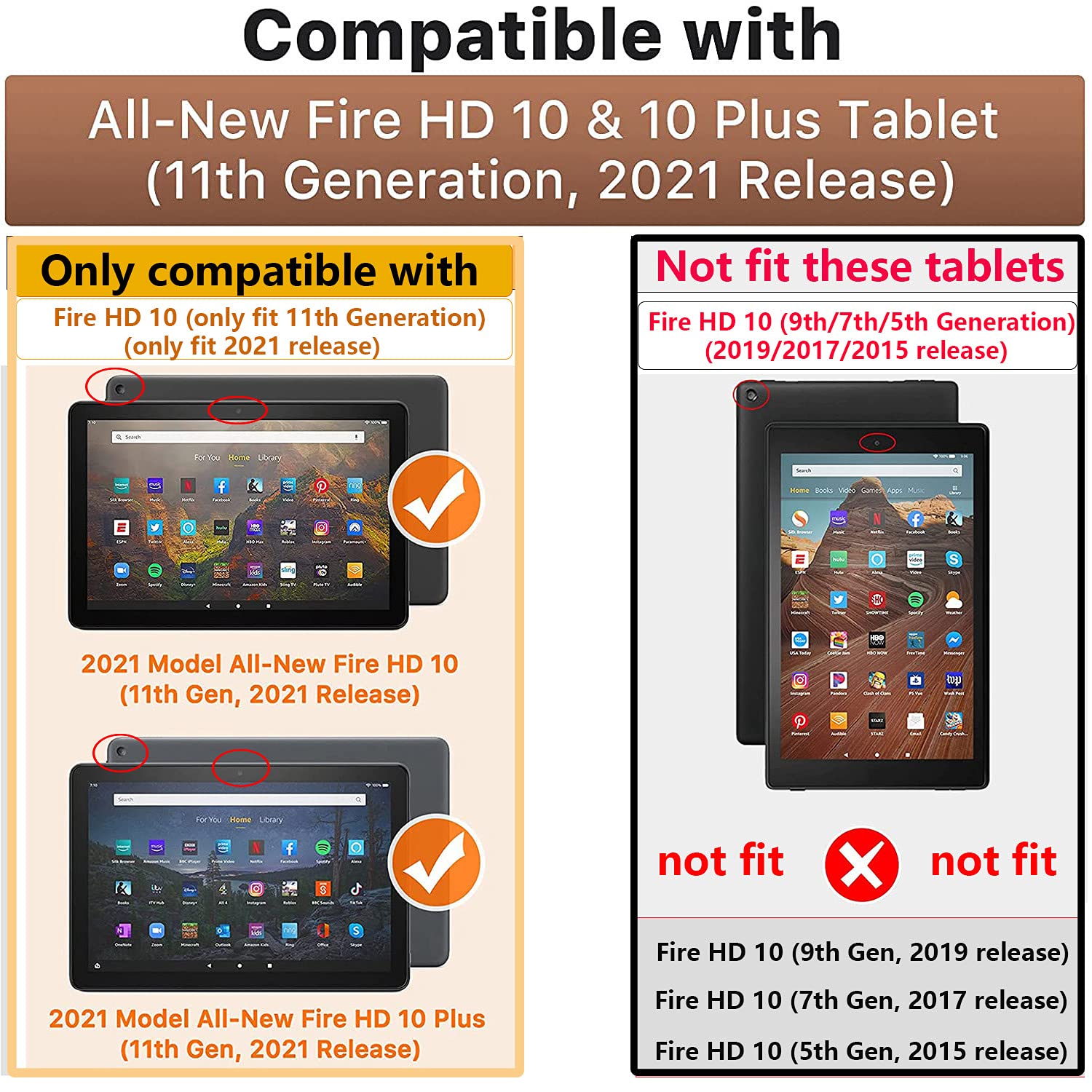 UUcovers Kindle Fire HD 10 & 10 Plus Tablet Case (Only Fits 11th Generation, 2021 Release) with Kickstand Shockproof 3 in 1 Heavy Duty Rugged Hybrid Hard PC & Soft Silicone Cover, Rainbow & Rose Red