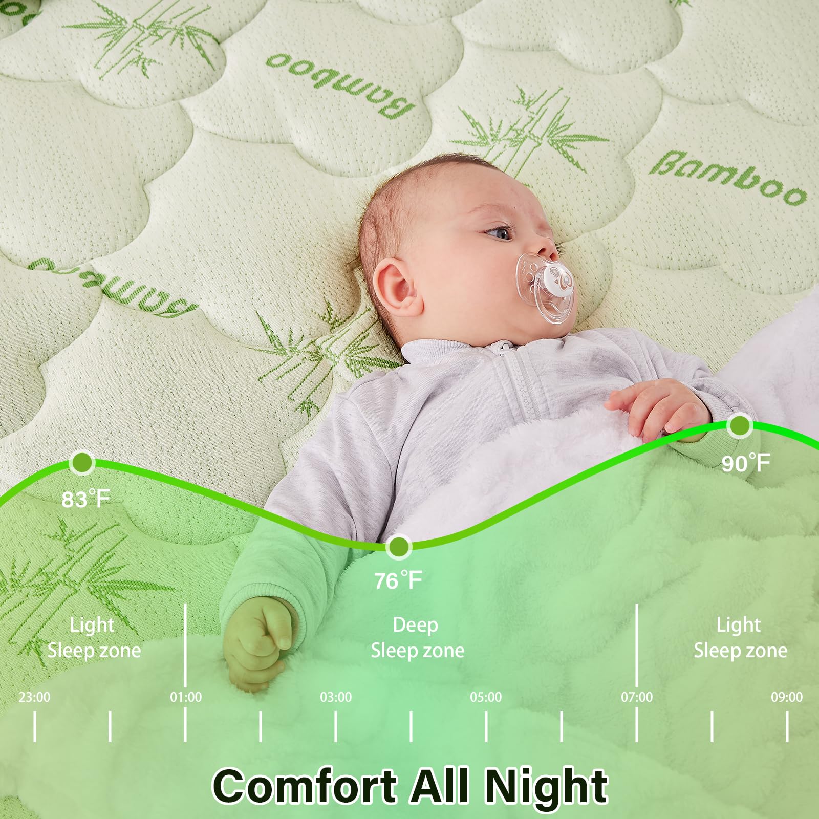 CYMULA Full Size Mattress Topper Cooling Mattress Pad, Breathable Bamboo Rayon Pillow Top Mattress Topper Full Bed Topper with 8-21" Deep Pocket
