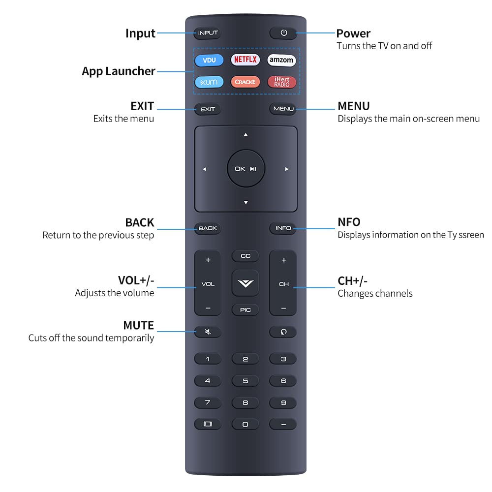 Universal Remote Controller for Vizio Smart TV,XRT136 Replacement Compaitble for All Vizio UHD LED LCD HD 4K HDR and More TVs(D-Series E-Series P-Series V-Series)