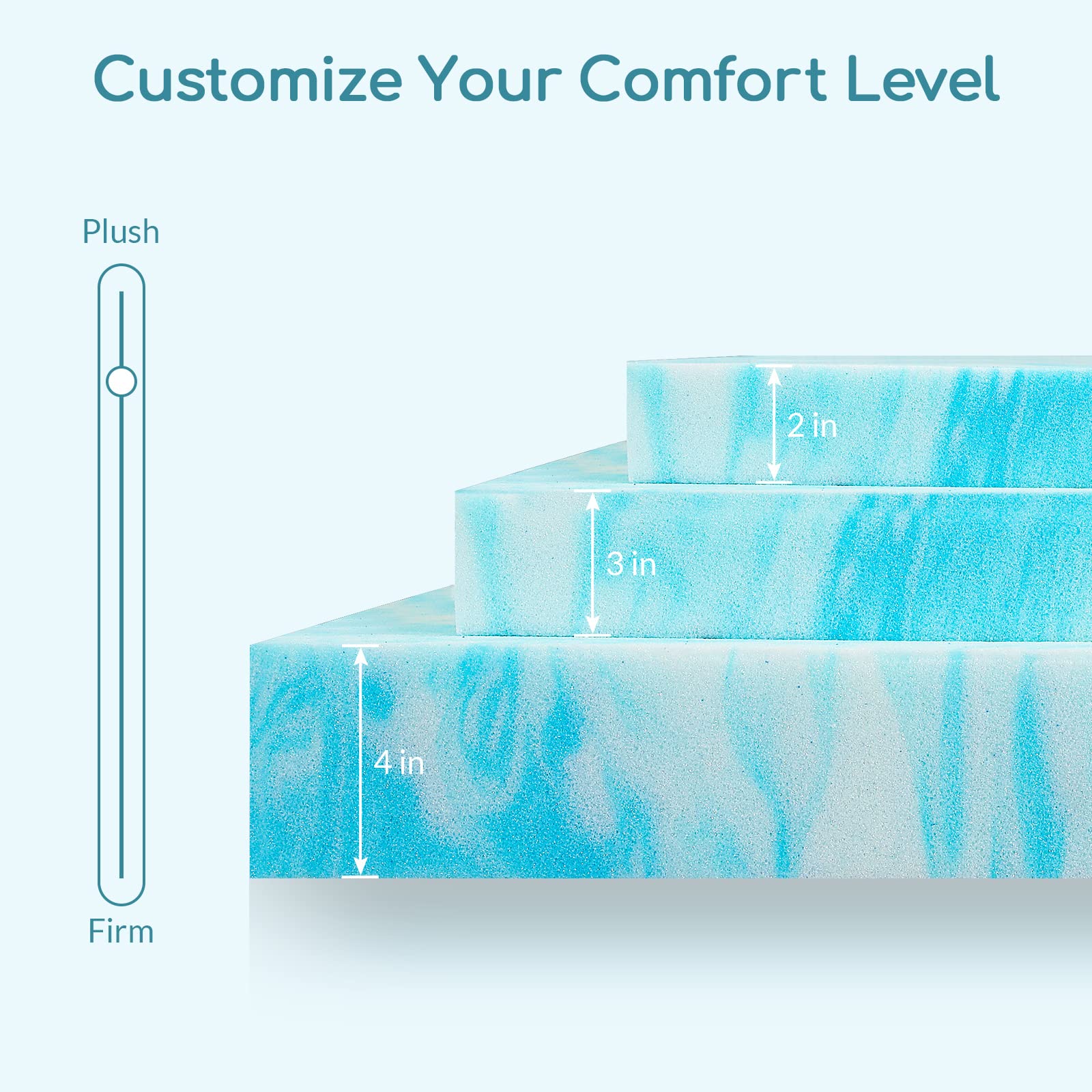 Airdown Mattress Topper, 4 Inch Gel Infused Memory Foam Mattress Topper, Queen