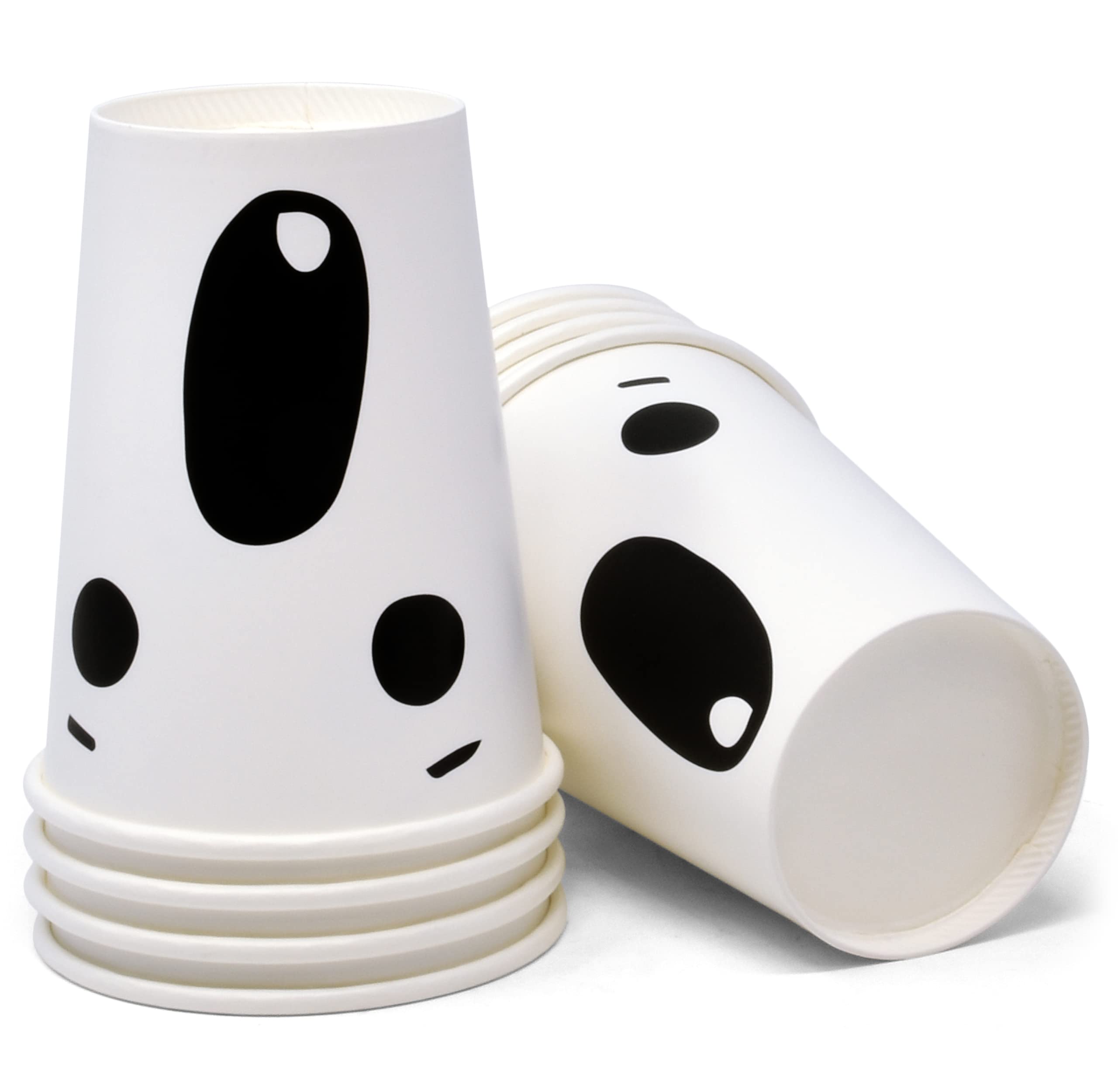 Gift Boutique 50 Halloween Ghost Disposable 9 oz. White Ghosts Face Paper Party Cup Holiday Spooky Trick or Treat Design for Beverage Drinks Drinking Cup Dinner Haunted House Supply Dinnerware Decors