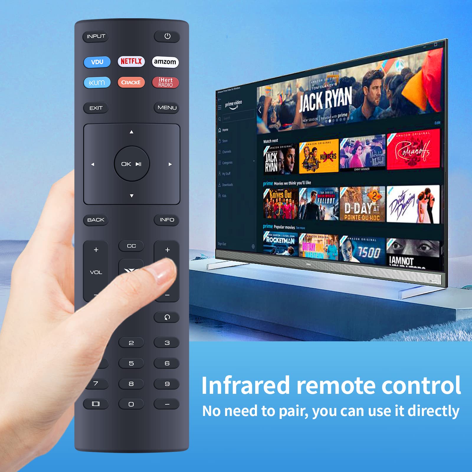 Universal Remote Controller for Vizio Smart TV,XRT136 Replacement Compaitble for All Vizio UHD LED LCD HD 4K HDR and More TVs(D-Series E-Series P-Series V-Series)