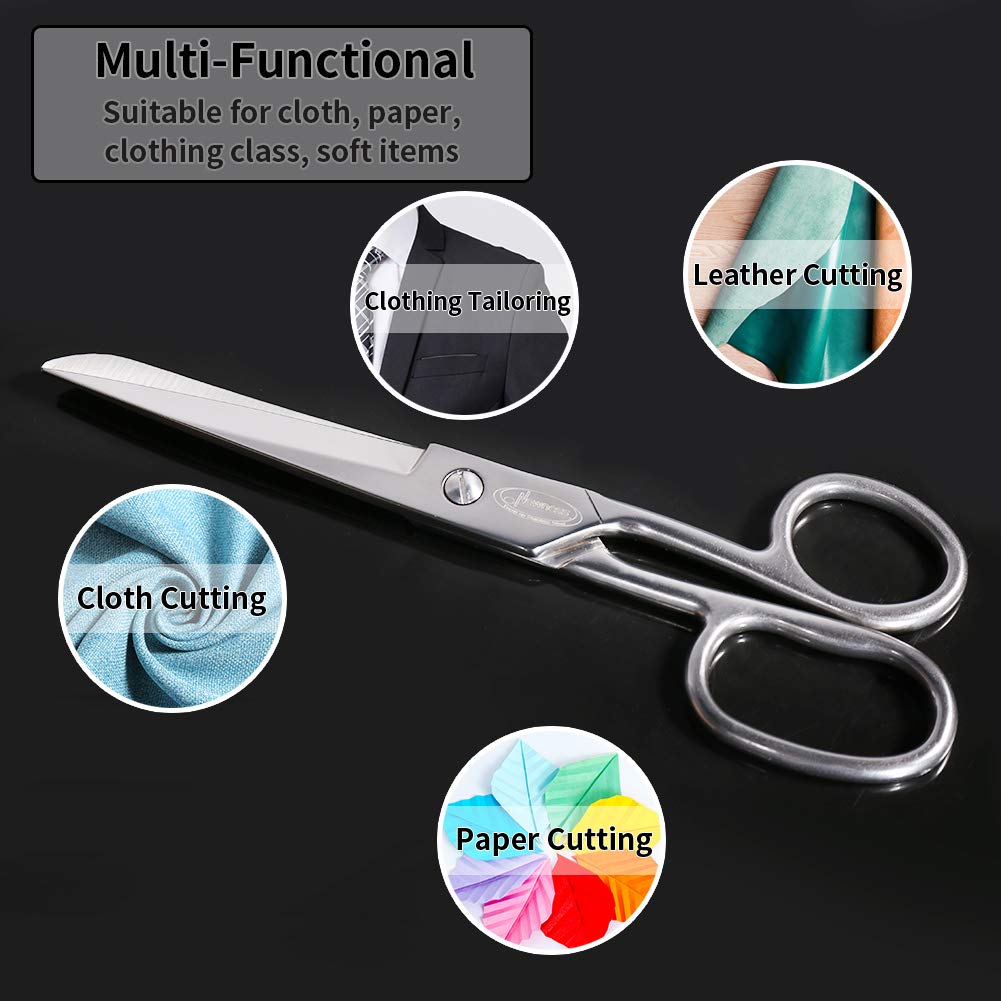 Newness Fabric Scissors, Heavy Duty All Metal Stainless Steel Craft Scissors, Multi-Purpose Professional Sharp Shears for Tailor Dressmaker Craft Cutting Cloth Leather Canvas Denim Paper, 6.5 Inch