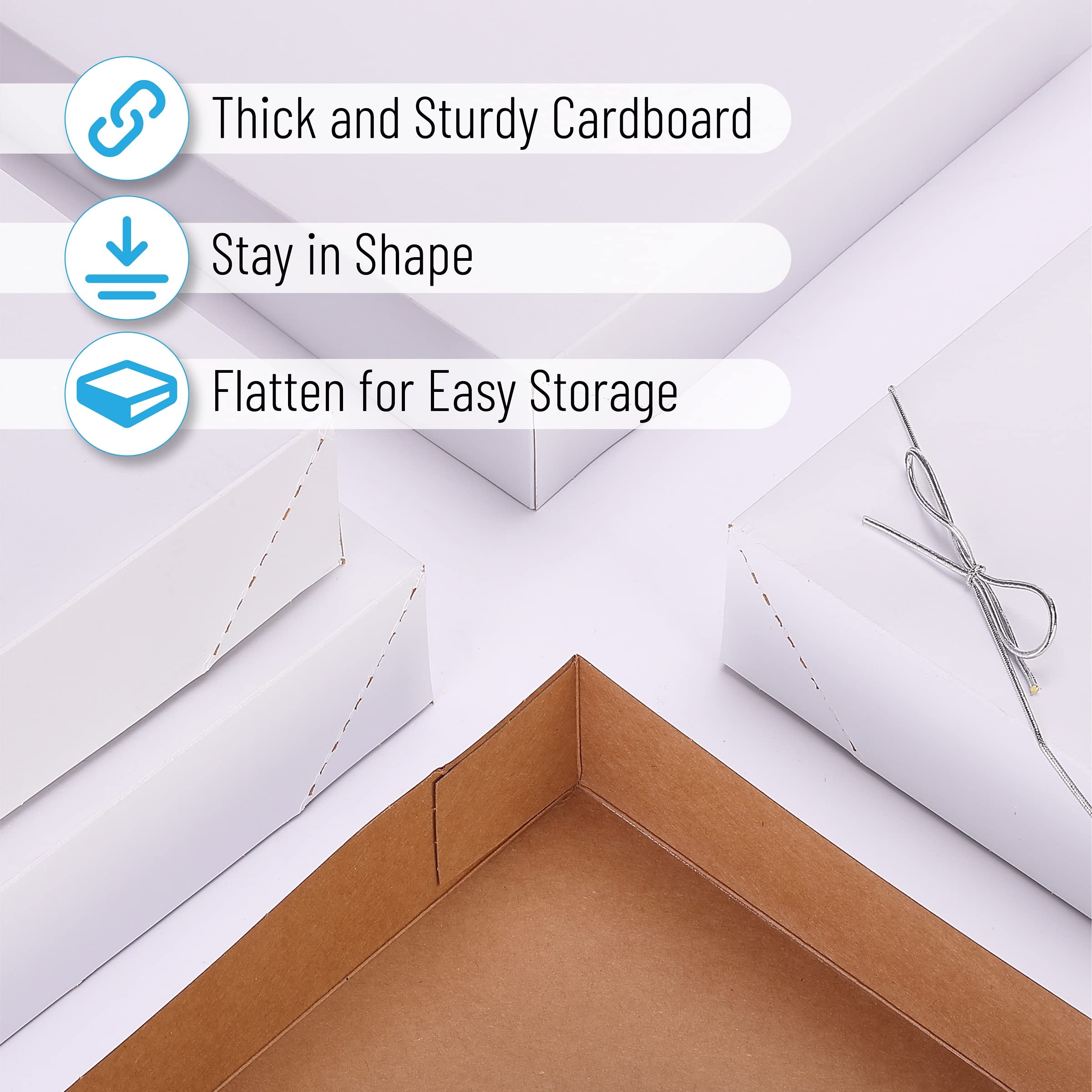 MPFY- White Shirt Gift Wrap Boxes with Tissue Paper and Wrapping Band,10 Pack, White, 15”x9.5"x2", Gift Box, Gift Boxes with Lids, Gift Boxes for Presents, White Box, Box for Gift, Wedding Gift Box
