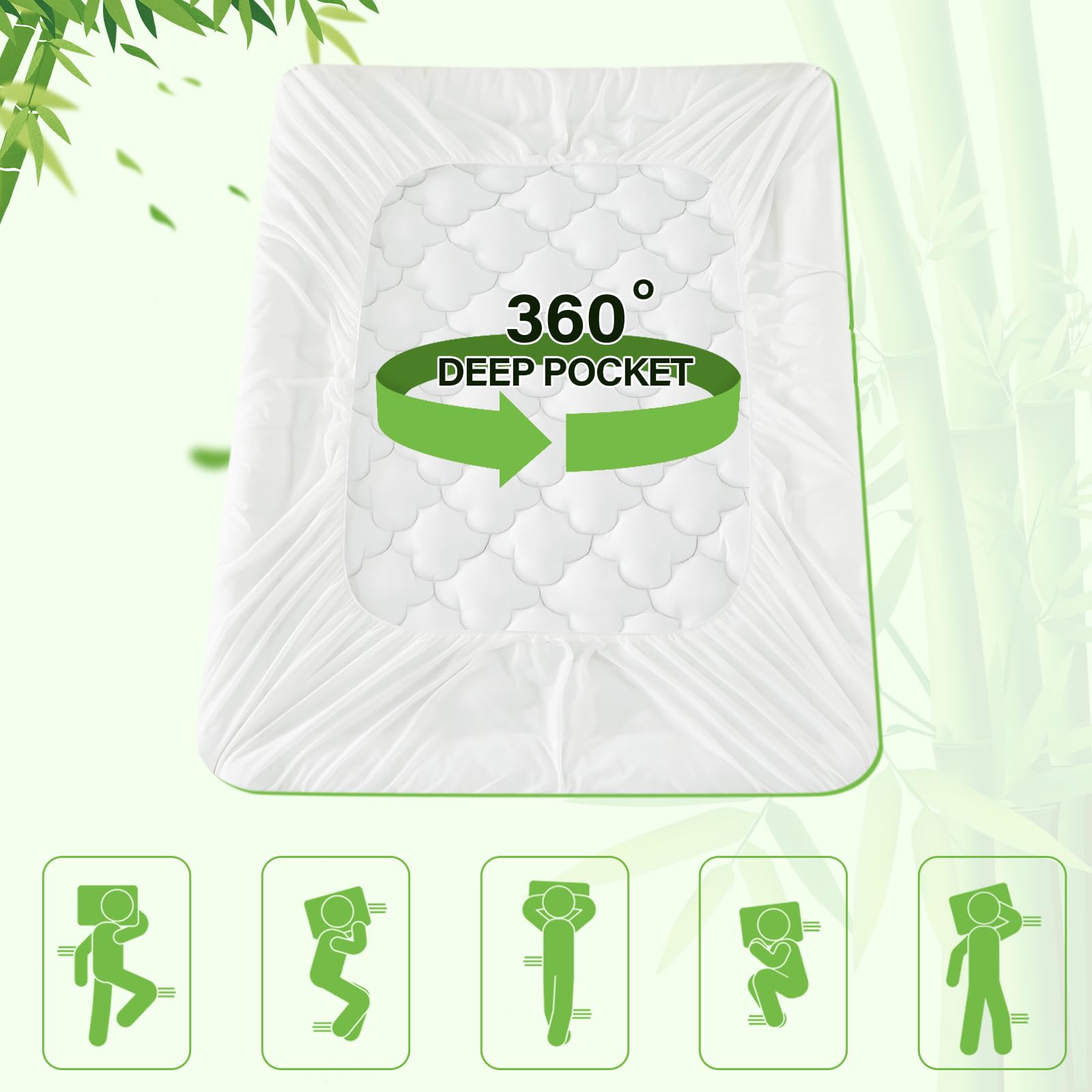 CYMULA Full Size Mattress Topper Cooling Mattress Pad, Breathable Bamboo Rayon Pillow Top Mattress Topper Full Bed Topper with 8-21" Deep Pocket
