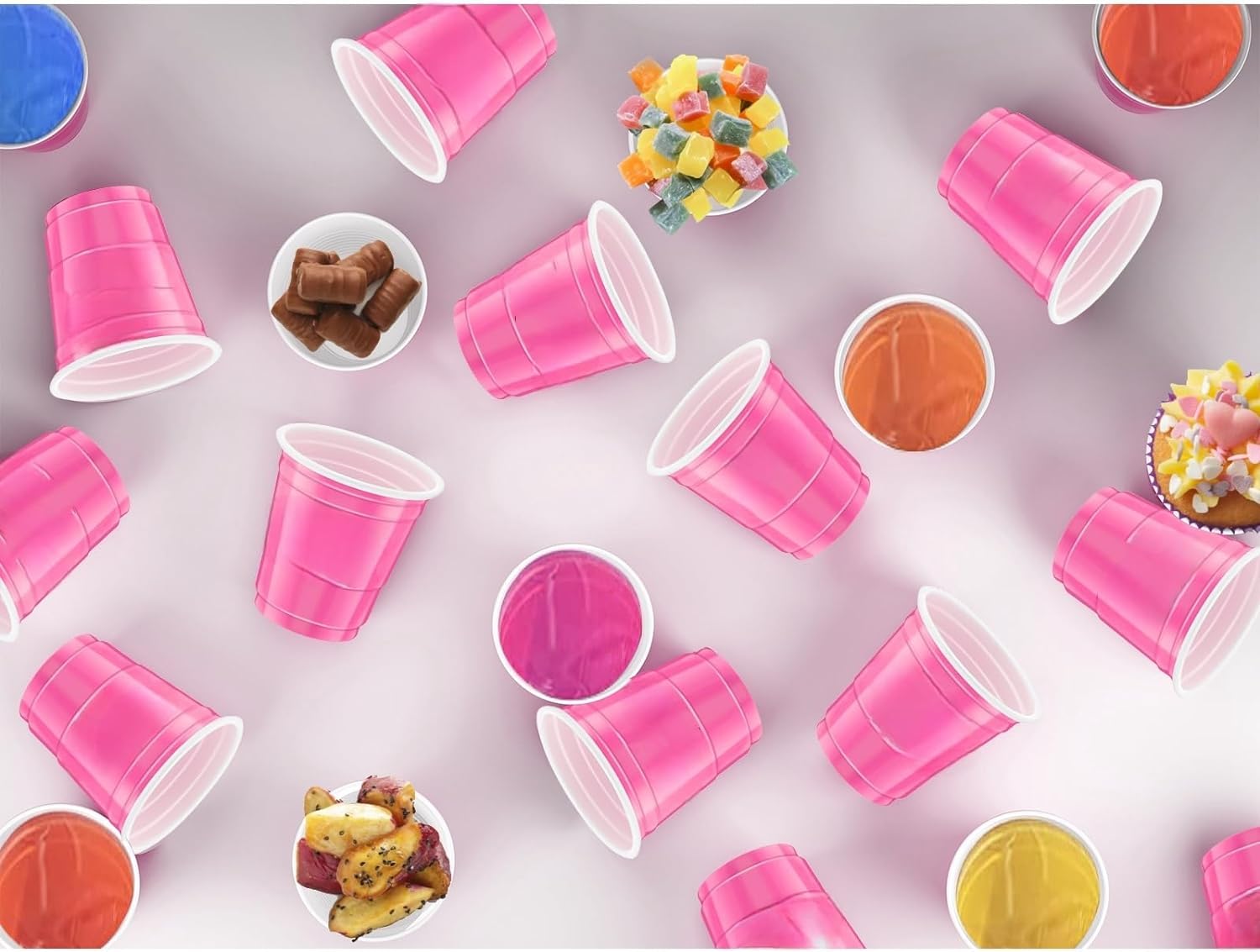 cssopenss 500 pcs pink Plastic Shot Cups pink Plastic Shot Glasses pink shot glasses disposable for drinking Tastings served Snacks Jello Tastings and Samples