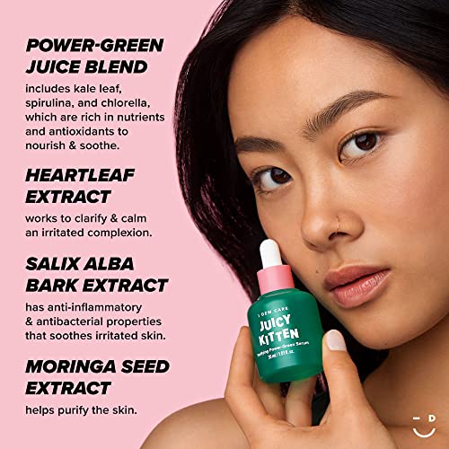 I Dew Care Face Serum - Juicy Kitten | Mother's Day, Gift, Purifying Power-Green Korean Skincare with Niacinamide, 1.01 Fl Oz