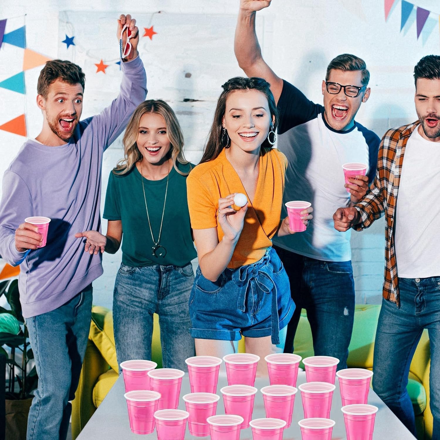cssopenss 500 pcs pink Plastic Shot Cups pink Plastic Shot Glasses pink shot glasses disposable for drinking Tastings served Snacks Jello Tastings and Samples