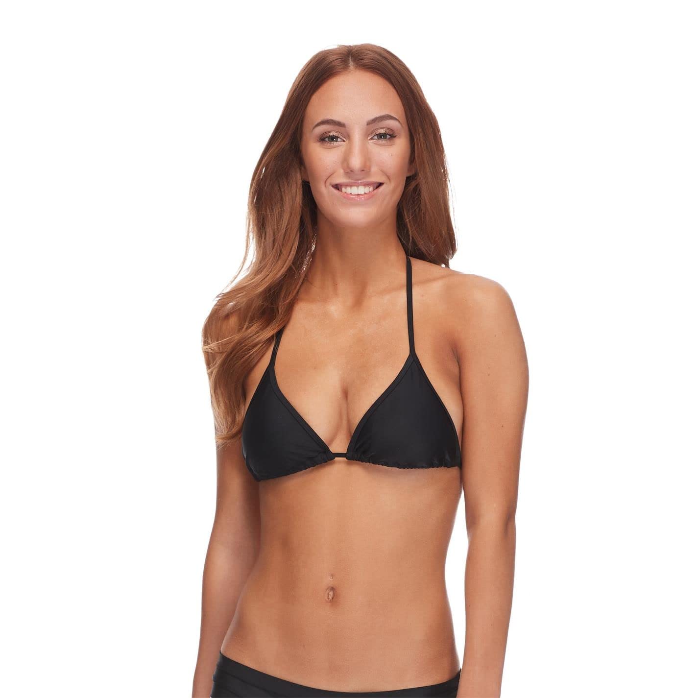 Body Glove Women's Standard Smoothies DITA Solid Triangle Slider Bikini Top Swimsuit, Black, D Cup