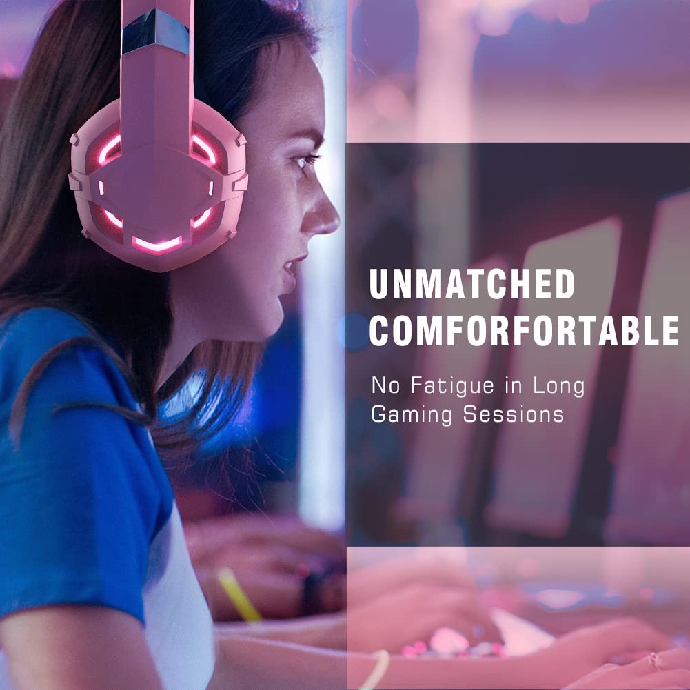 GIZORI Xbox One Headset, PC Gaming Headset with 7.1 Surround Sound Stereo, PS4 Headset with Noise Canceling Mic & LED Light, Compatible with Xbox One, PS4, PS5, PC, Sega Game Gear