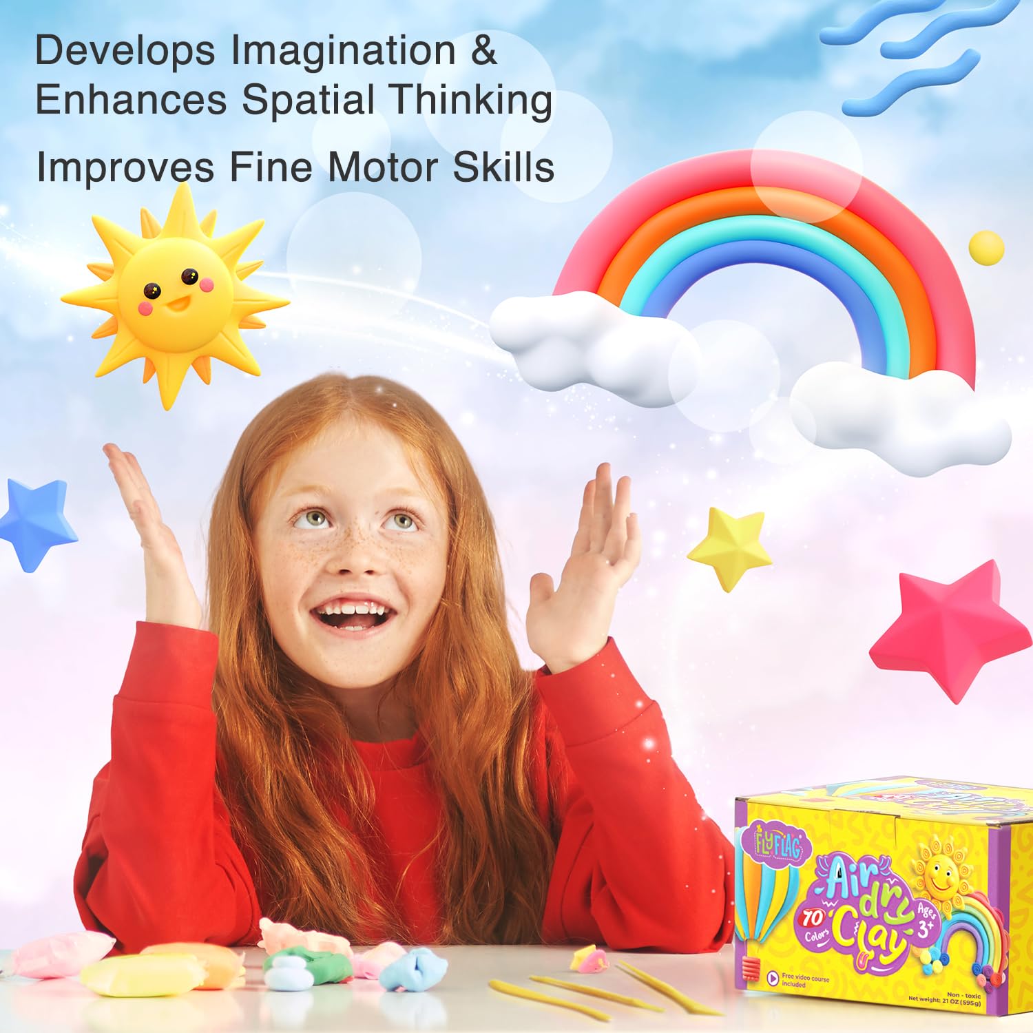 Air Dry Clay 36 Colors, Soft & Ultra Light, Modeling Clay for Kids with Accessories, Tools and Tutorials