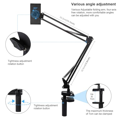 Acogedor Tablet Holder Stand Adjustable Rugged Design for13, Galaxy Tab, Pro 12.9, Air, Mini & More, Stable Desktop Stand for iOS Tablet,Pro, Wide Compatibility