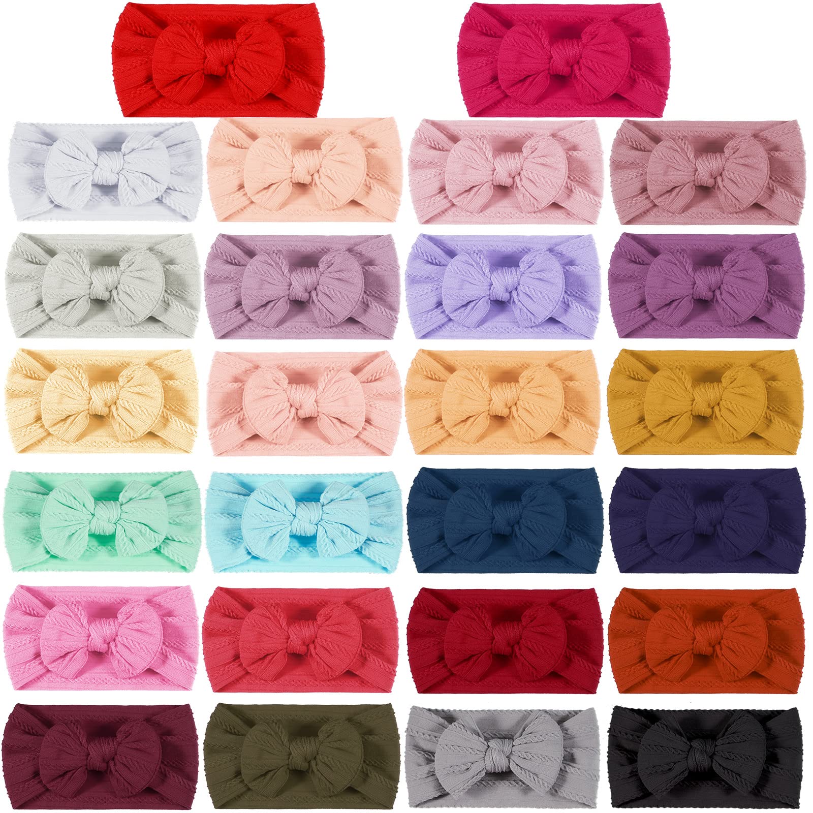JaGely 26 Pieces Baby Nylon Headbands Assorted Colors Handmade Hairbands Baby Girl Headbands with Bows Knotted Baby Hair Bows Toddler Headband Accessories for Newborn Infant Baby Toddler Girl Gifts