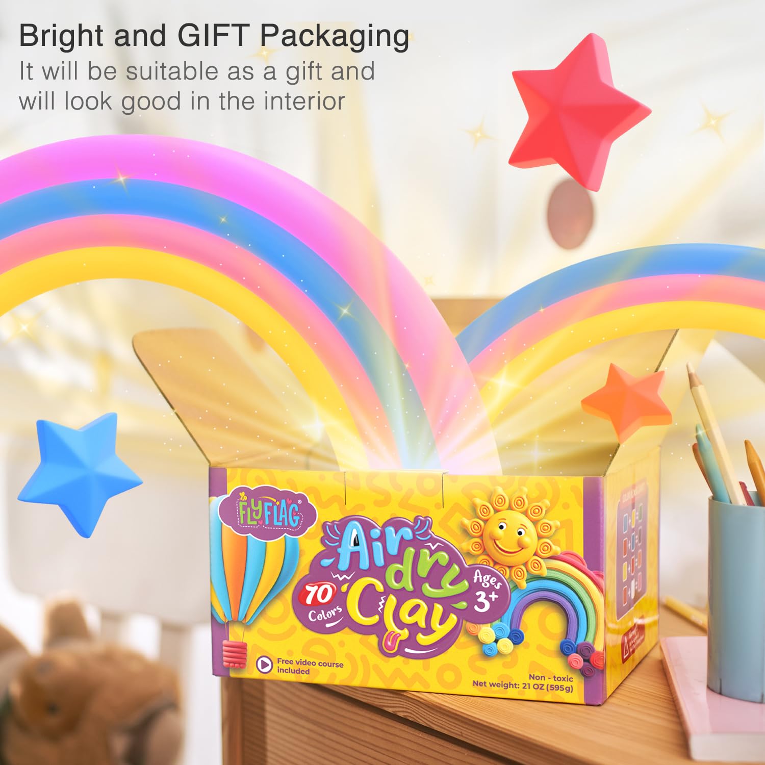 Air Dry Clay 36 Colors, Soft & Ultra Light, Modeling Clay for Kids with Accessories, Tools and Tutorials