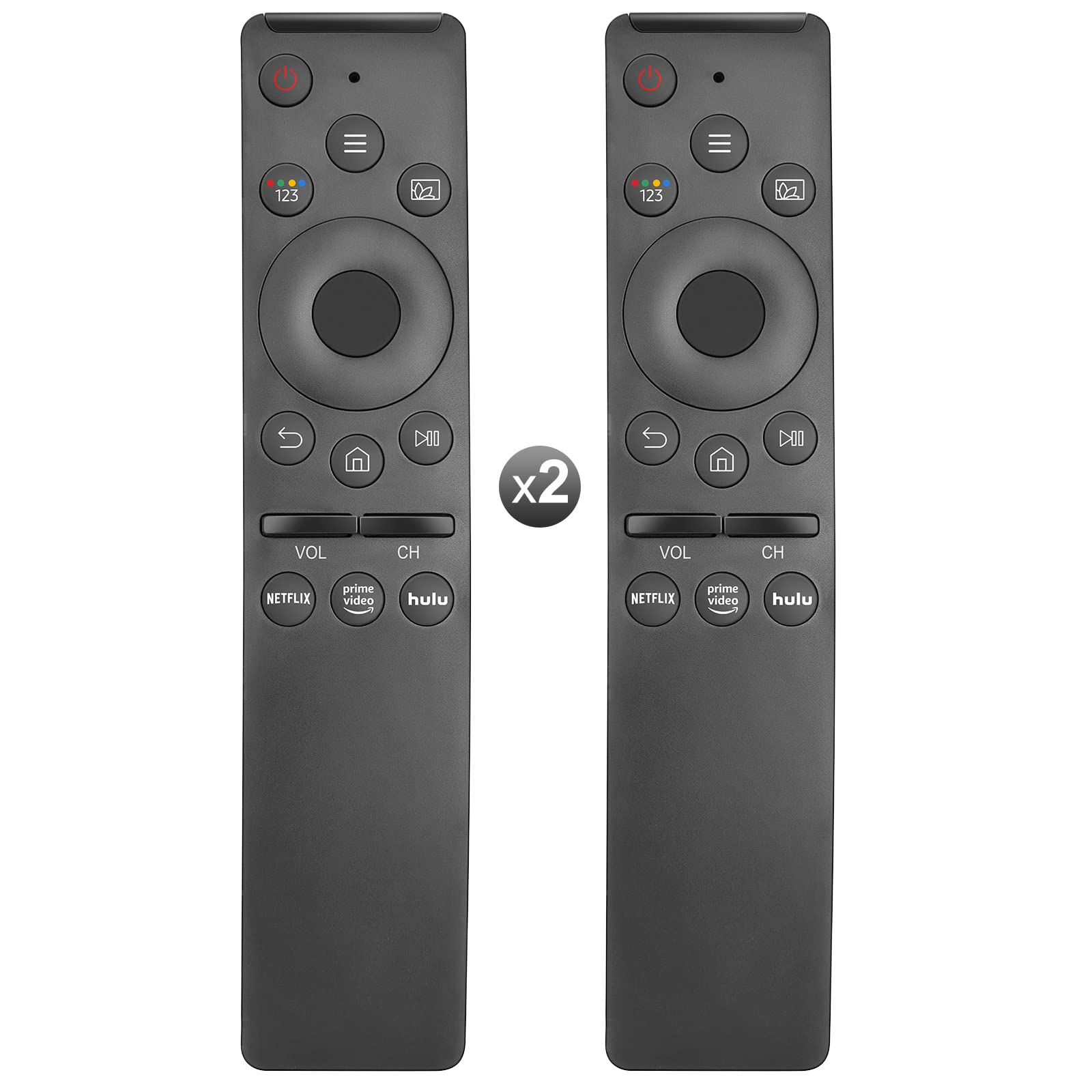 【Pack of 2】 Replacement Remote Control Compatible for All Samsung TV LED QLED UHD SUHD HDR LCD Frame Curved Solar HDTV 4K 8K 3D Smart TVs, with Buttons for Netflix, Prime Video, hulu