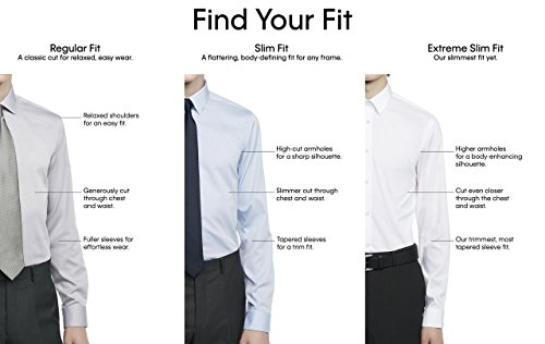 Calvin Klein Men's Regular Fit Non Iron Solid Shirt, White, 16.5" Neck 34"-35" Sleeve