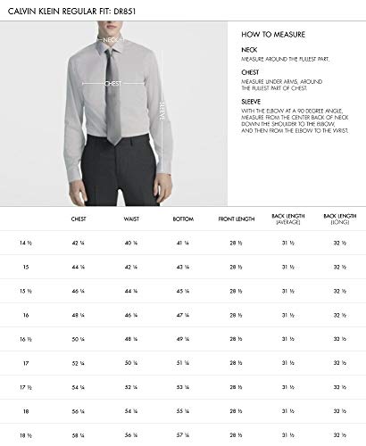 Calvin Klein Men's Regular Fit Non Iron Solid Shirt, White, 16.5" Neck 34"-35" Sleeve