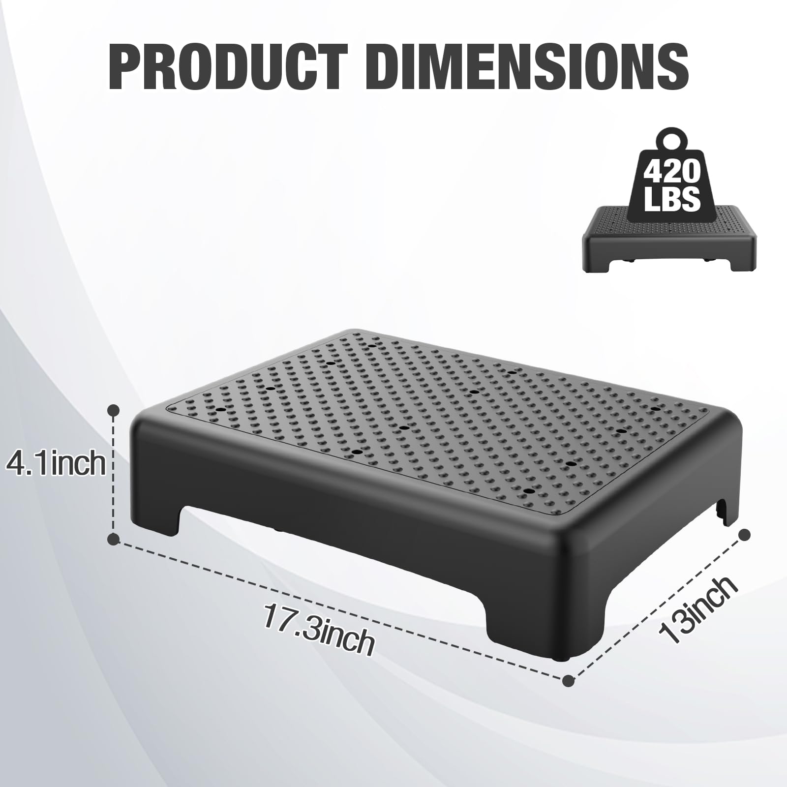 HBTower Step Stool, Mobility Step Stool for Adults & Seniors, Non-Slip Step Platform Indoor and Outdoor, Portable Step Riser, Safety Step for Car, Bedside, Office, Shower, Stairs, Black