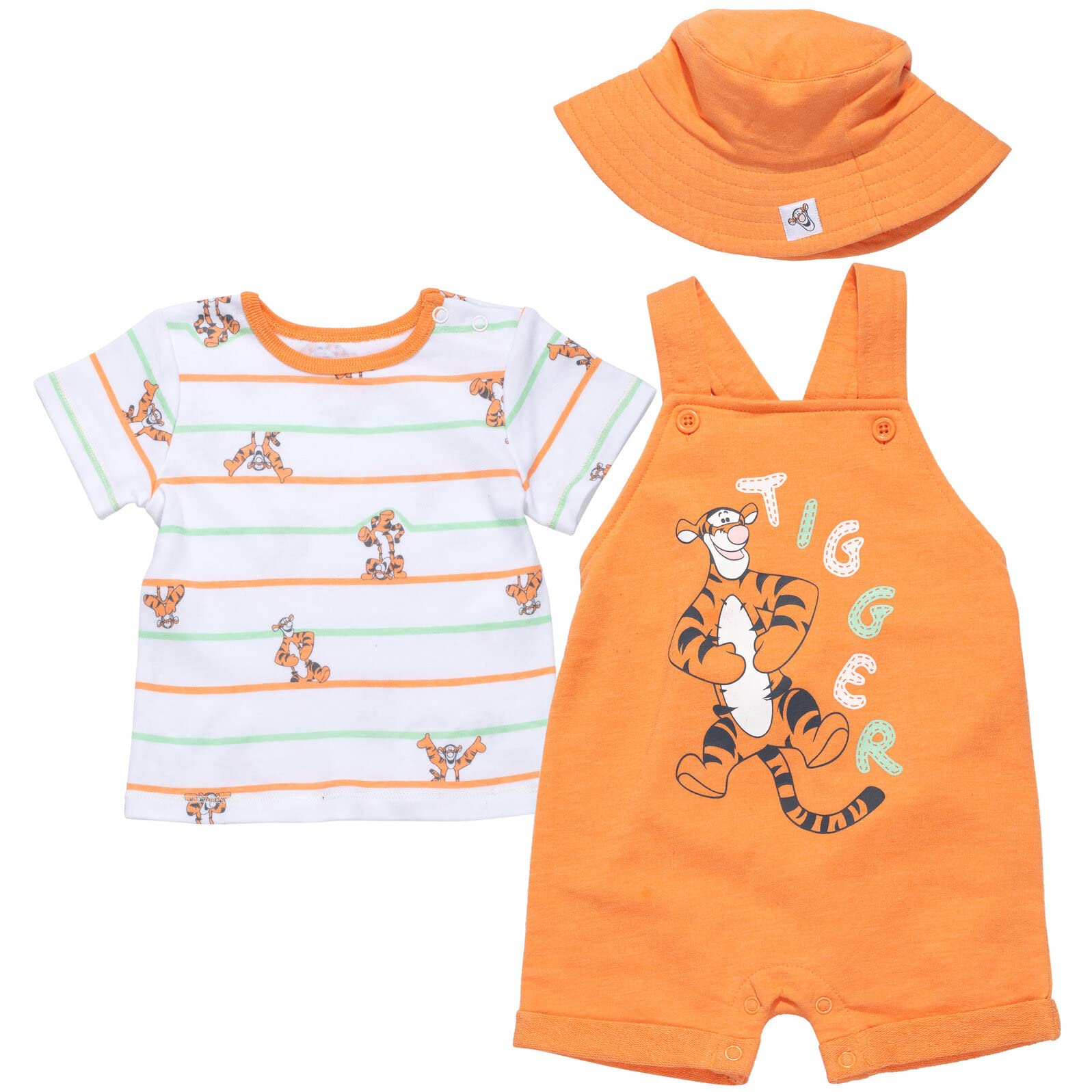 Disney Winnie the Pooh Tigger Baby Boys 3 Piece Set: Overalls T-Shirt Hat6-9 Months