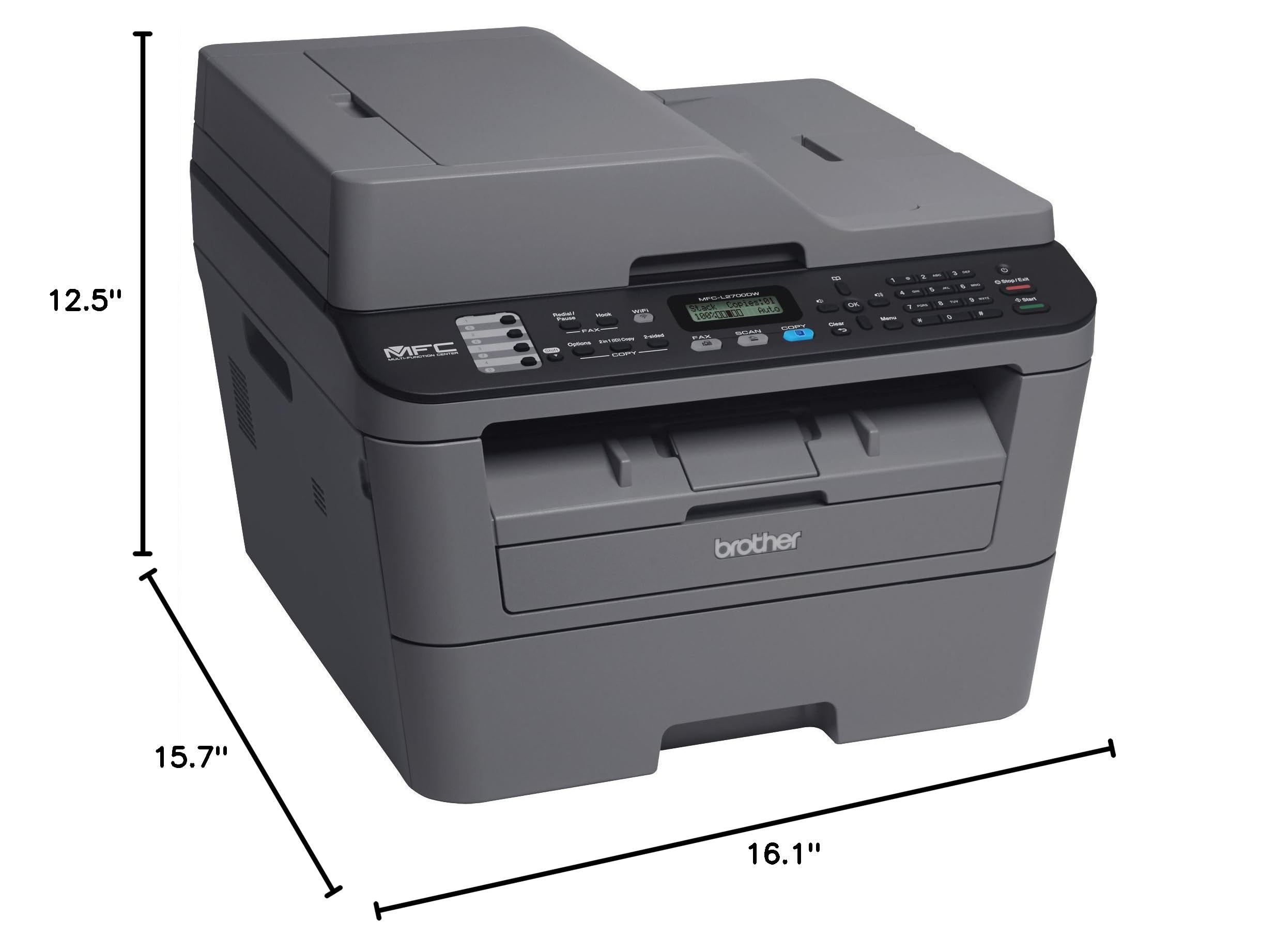 Brother MFCL2700DW All-In One Laser Printer with Wireless Networking and Duplex Printing, Amazon Dash Replenishment Enabled
