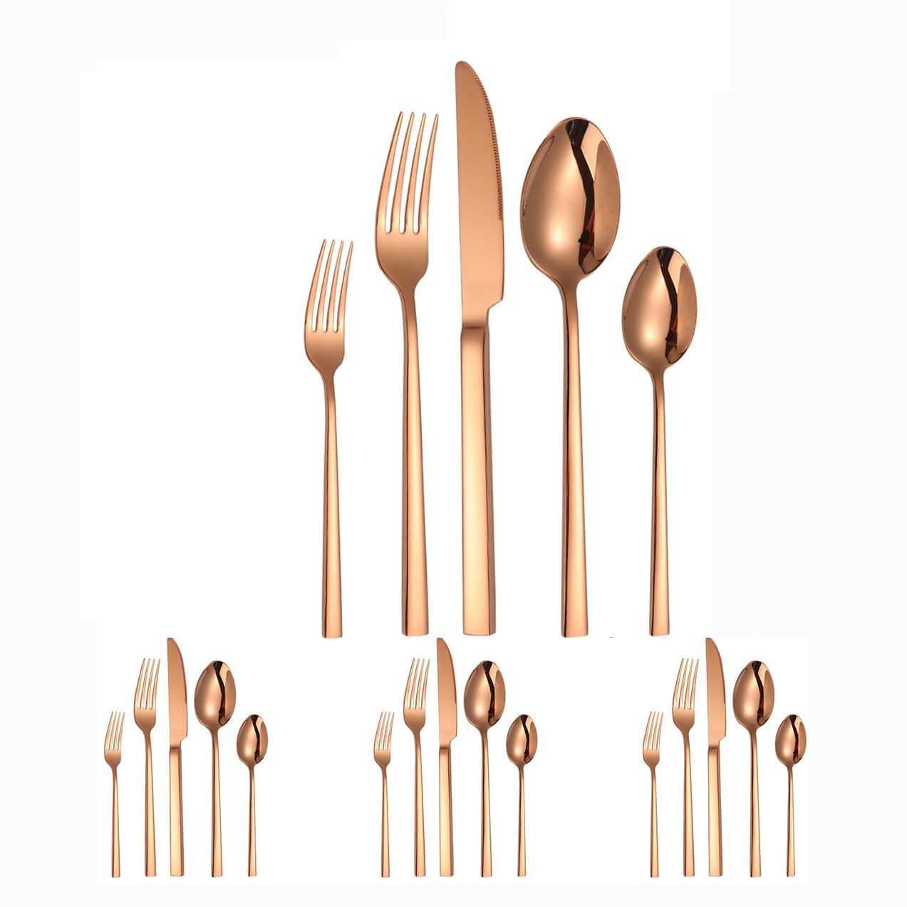 32-Pieces Rose Gold Silverware Set Flatware Food-Grade Stainless Steel Cutlery Set for 8 Forks Utensil Sets Home Essentials for New Home Mirror Polished Ergonomic Durable Birthday Party