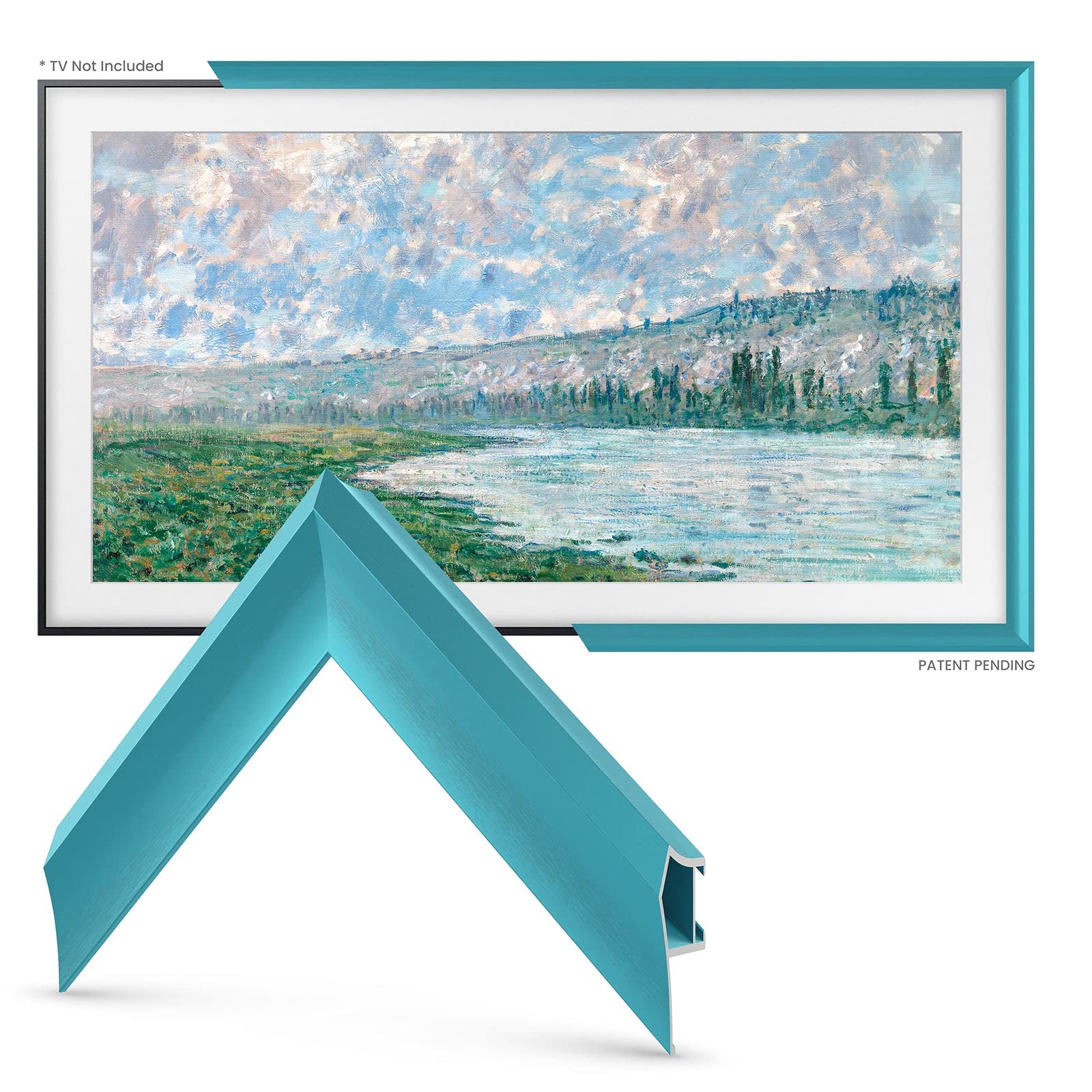 Frame My TV Deco TV Frames Alloy Prismatic - Turquoise Bezel Compatible ONLY with Samsung The Frame TV (3" Color Chip)