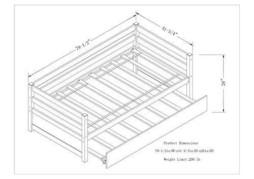 Hanway Twin Daybed with Trundle โ Pine Wood Material Bed Frames โ Elegant Furniture for Compact Rooms โ Bedroom Accessories Ideal for Small Living Spaces โ Classic White Paint Coating
