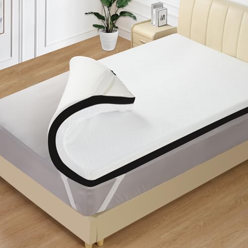 Twin XL Mattress Topper 4 Inch Gel Memory Foam Cooling Mattress Pad for College Dorm Bed, Double Sided Fabric Cover for Double Sided Use Bed Topper Comfort Support Pain Relief (Removable Soft Cover)