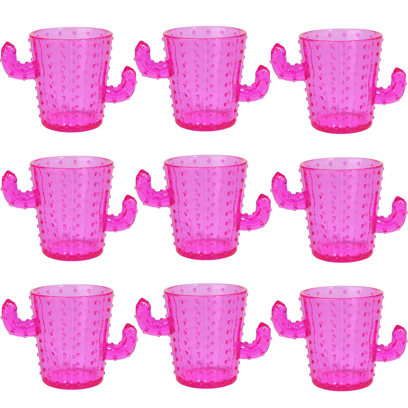 ZZYFGH Plastic Cactus Shot Glasses(Set of 12), 2 Oz Pink Cute Cactus Tequila Glasses for Western, Bachelorette, Cinco de Mayo, Tequila, Fiesta Themed Party Supplies