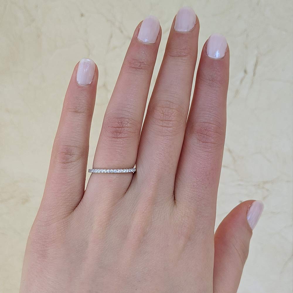 TwoBirch 18k White Gold Microplated 4 Piece Ring Set with Cubic Zirconia Stacking Ring Set (925 Silver, Sizes 9)