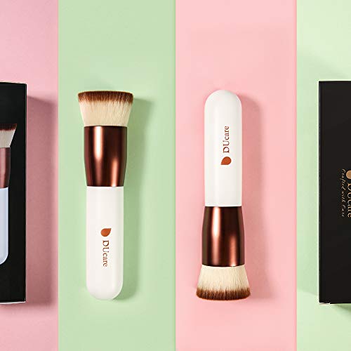Foundation Brush,DUcare Flat Top Kabuki Brush Synthetic Professional Makeup Brush Liquid Blending Mineral Powder Buffing Stippling Makeup Tools, Rose Golden/White