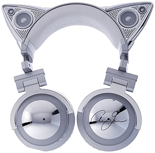 Brookstone Limited Edition Ariana Grande Wireless Cat Ear Headphones with External Speaker, Bluetooth Microphone, and Color Changing Accents