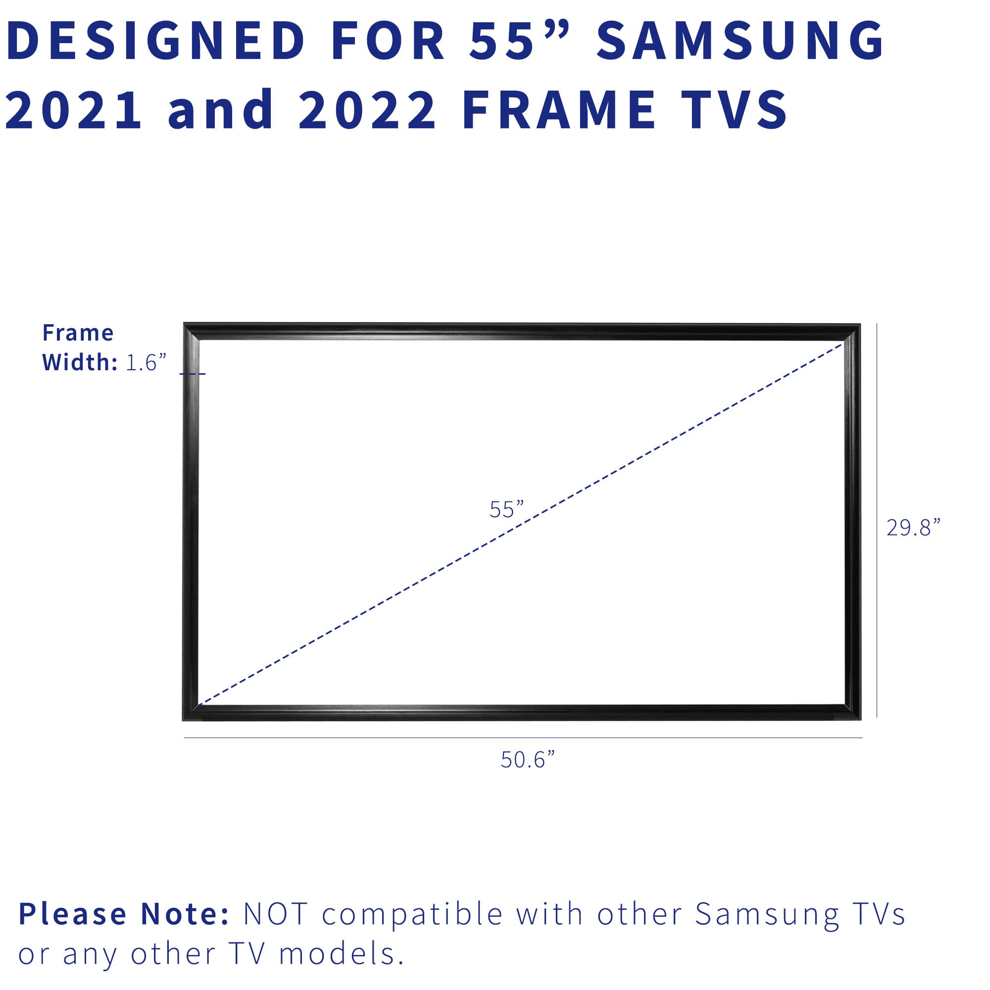 VIVO Aluminum 55 inch Decorative Modern Beveled Frame Designed for 2021-2022 Samsung The Frame TV, Picture Hanging Style, Quick Install, Black, COVER-SG55F