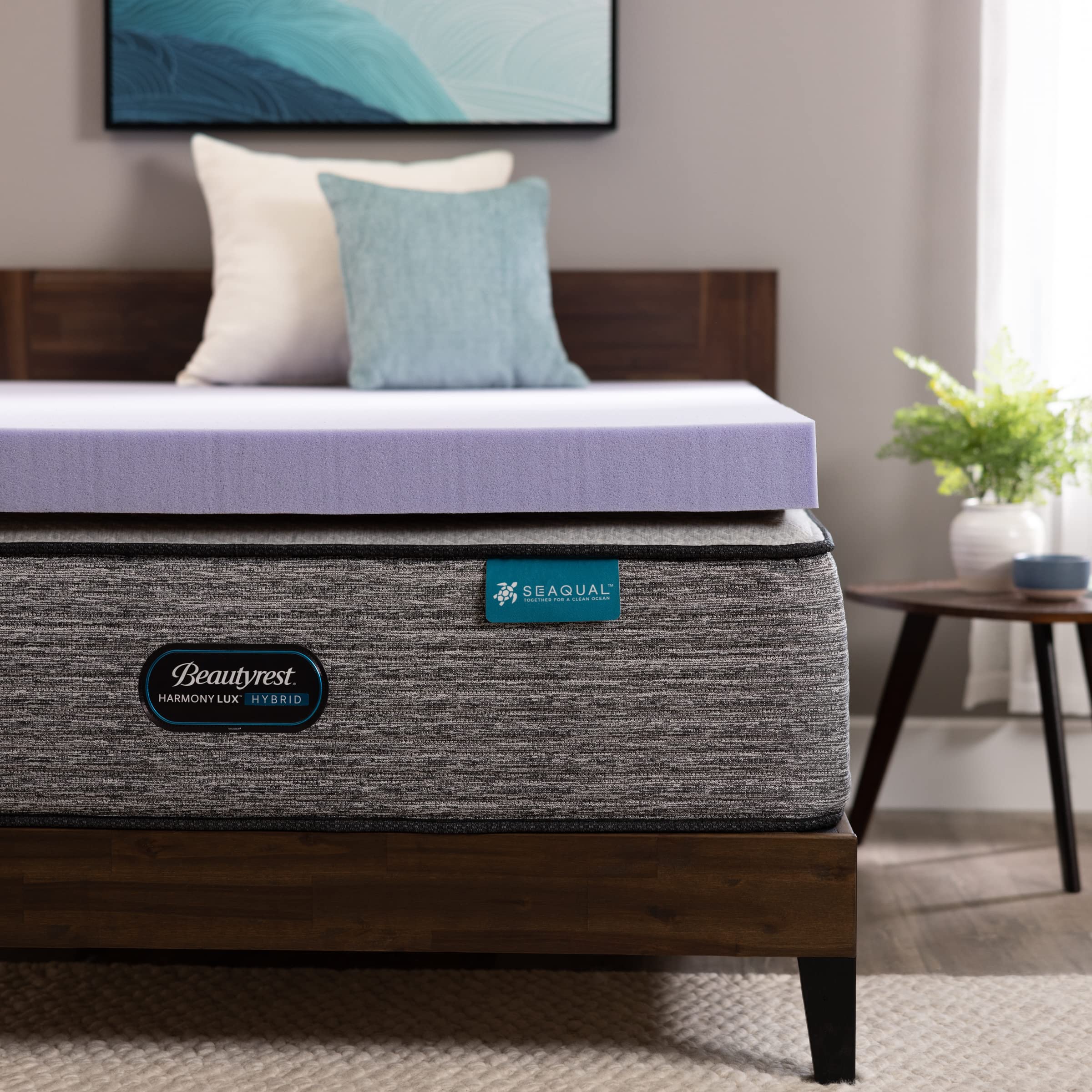 BEAUTYREST, Lavender Colored, Aloe Gel Bead, Pressure Relieving Memory Foam Mattress Topper, 4 inch, King