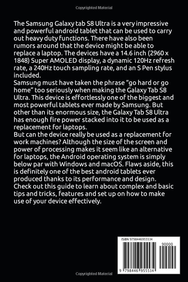 A Simplified Samsung Galaxy Tab S8 Ultra Users Manual For Seniors (Elderly): A No-Fluff Complete Samsung Galaxy Tab S8, Tab S8 Plus and Tab S8 Ultra User Guide with Several Tips and Tricks