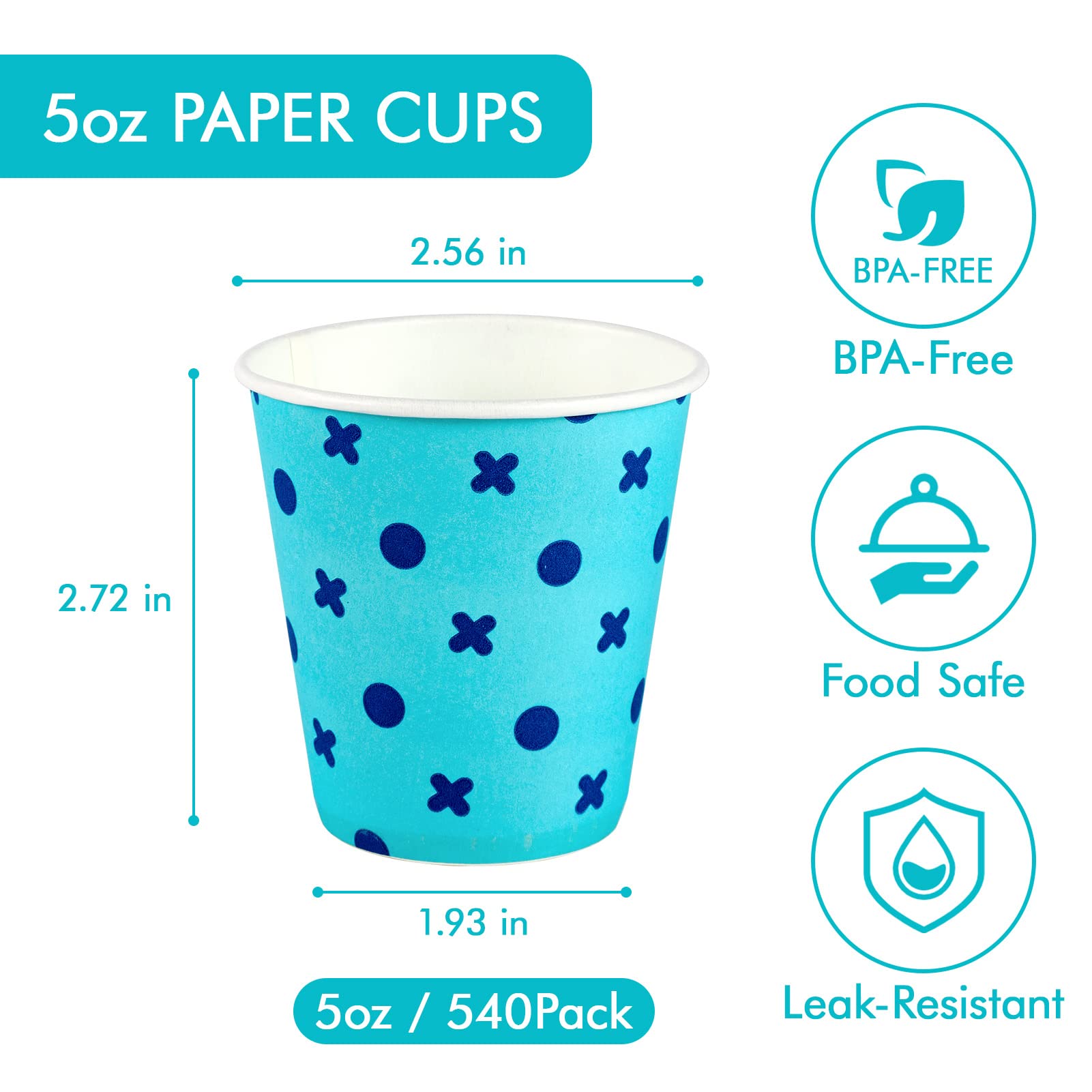 LITOPAK 540 Pack 5 oz Disposable Paper Cups, Pink and Blue Disposable Paper Snack Cups, Small Mouthwash Mugs for Home, Bathroom, Picnic, Party, and Events