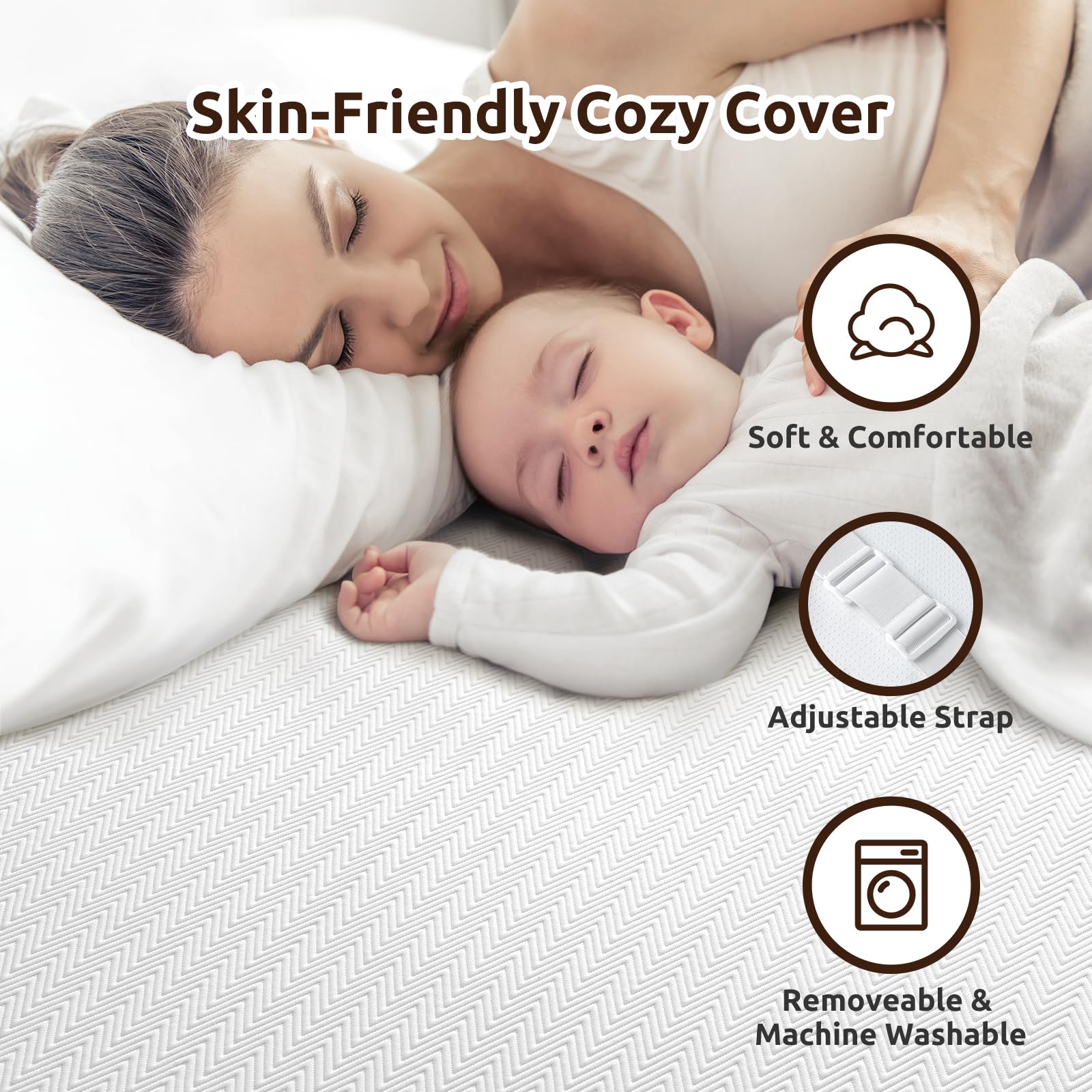 UniPon 4 Inch Gel-Infused Memory Foam Mattress Topper for Queen Size Bed, Ventilated Bed Foam Topper for Back Pain and Pressure Relief, High-Density Cooling Mattress Pad with Removable & Soft Cover