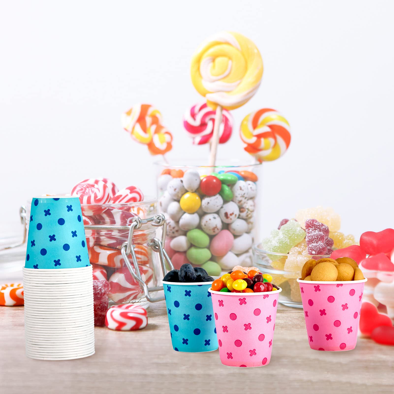 LITOPAK 540 Pack 5 oz Disposable Paper Cups, Pink and Blue Disposable Paper Snack Cups, Small Mouthwash Mugs for Home, Bathroom, Picnic, Party, and Events
