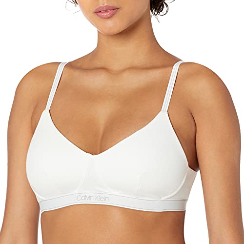 Calvin Klein Women's Pure Ribbed Lightly Lined Bralette, White, M