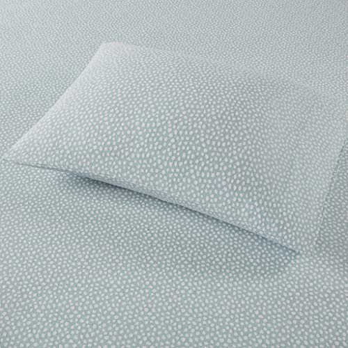 Sleep Philosophy True North Cozy Flannel Warm 100% Cotton Sheet - Novelty Print Animals Stars Cute Ultra Soft Cold Weather Bedding Set, Twin, Aqua Dots 3 Piece